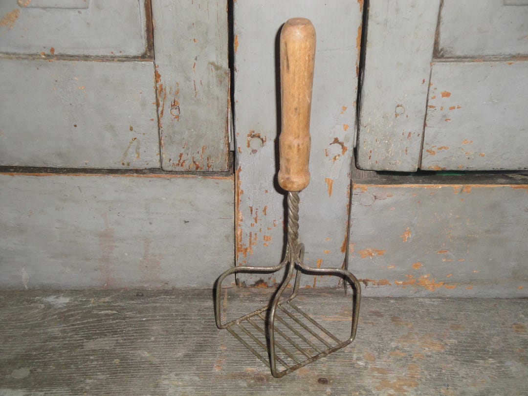 Hand Held Wood Handle Metal Wire Potato Masher Old Antique Vintage ...