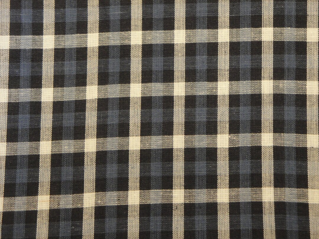 Blue Check Homespun Material | Woven Cotton Rag Quilt Sewing Apparel ...