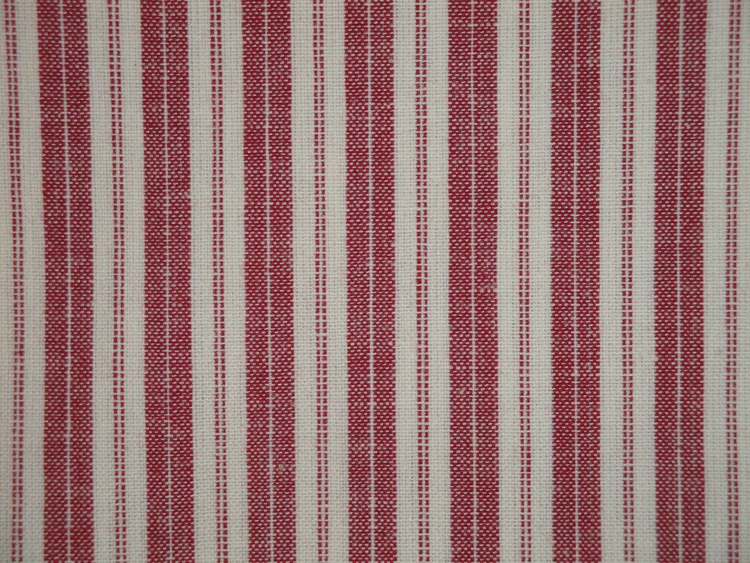 Dunroven House Homespun Ticking Red Stripe Fabric | Red and Cream ...