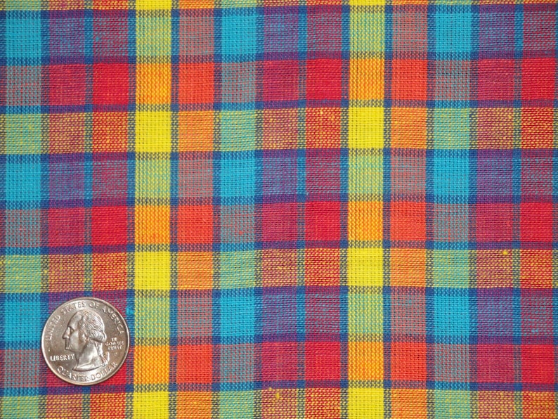 Woven Cotton Homespun Multi Color Plaid Fabric Primitive | Etsy