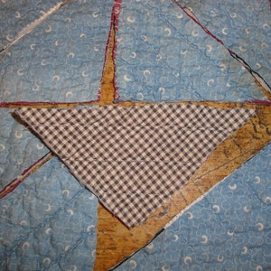 Old Blue Calico Quilt Scrap | Antique Blue Calico Quilt Scrap | Vintage ...