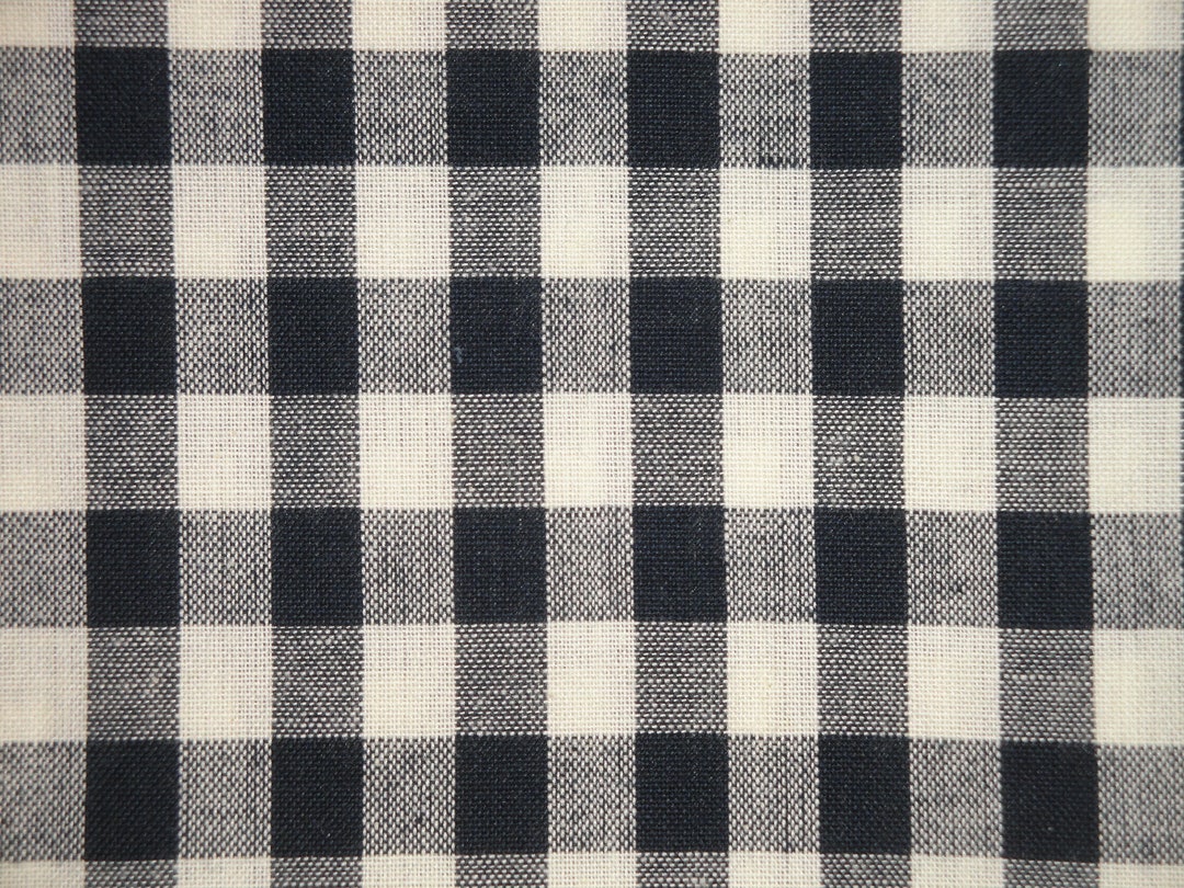 Large Check Navy Blue and Cream Primitive Cotton Homespun Fabric ...