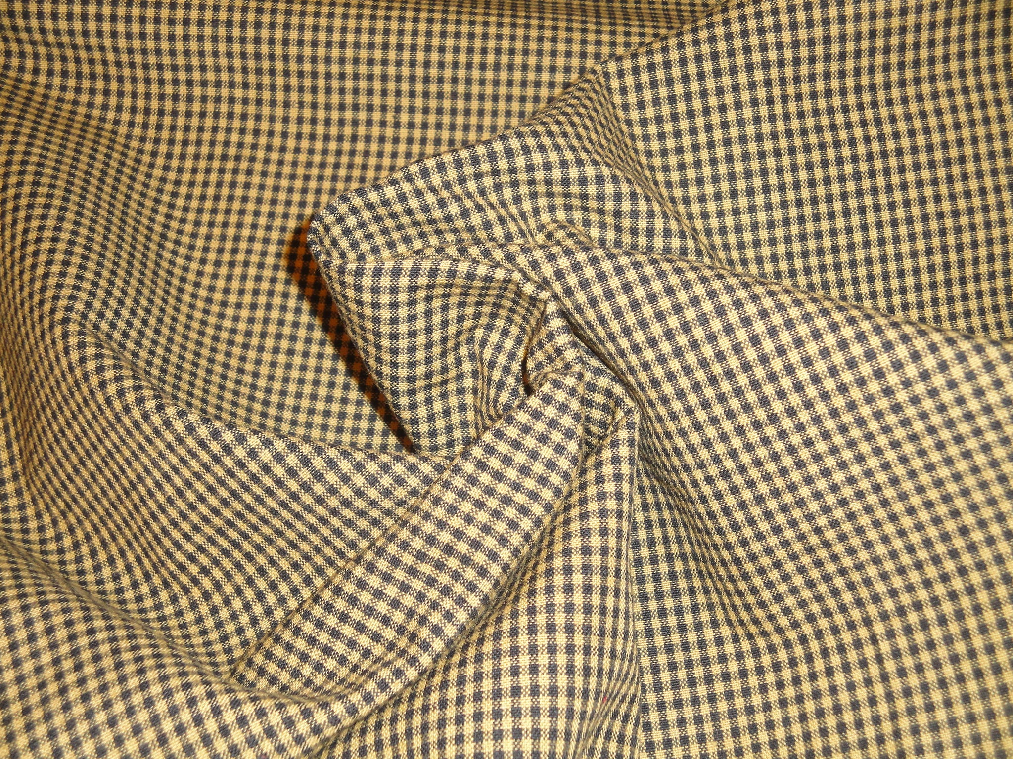 Small Check Homespun Fabric Mustard and Black Woven Cotton | Etsy