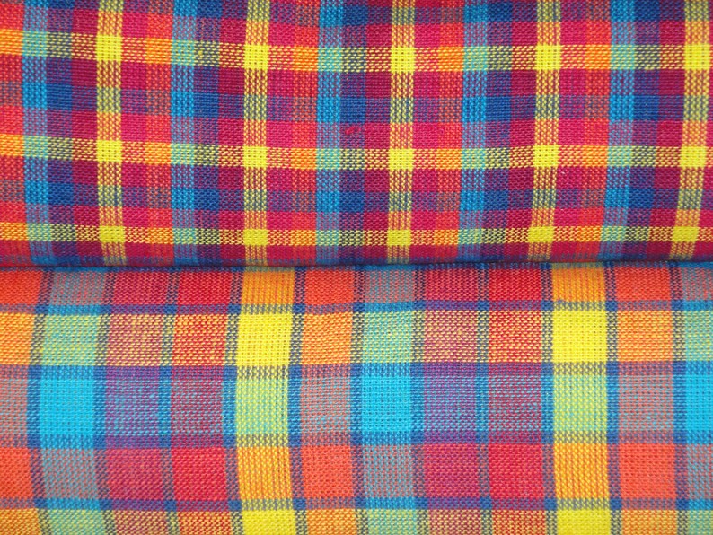Woven Cotton Homespun Multi Color Plaid Fabric Primitive - Etsy