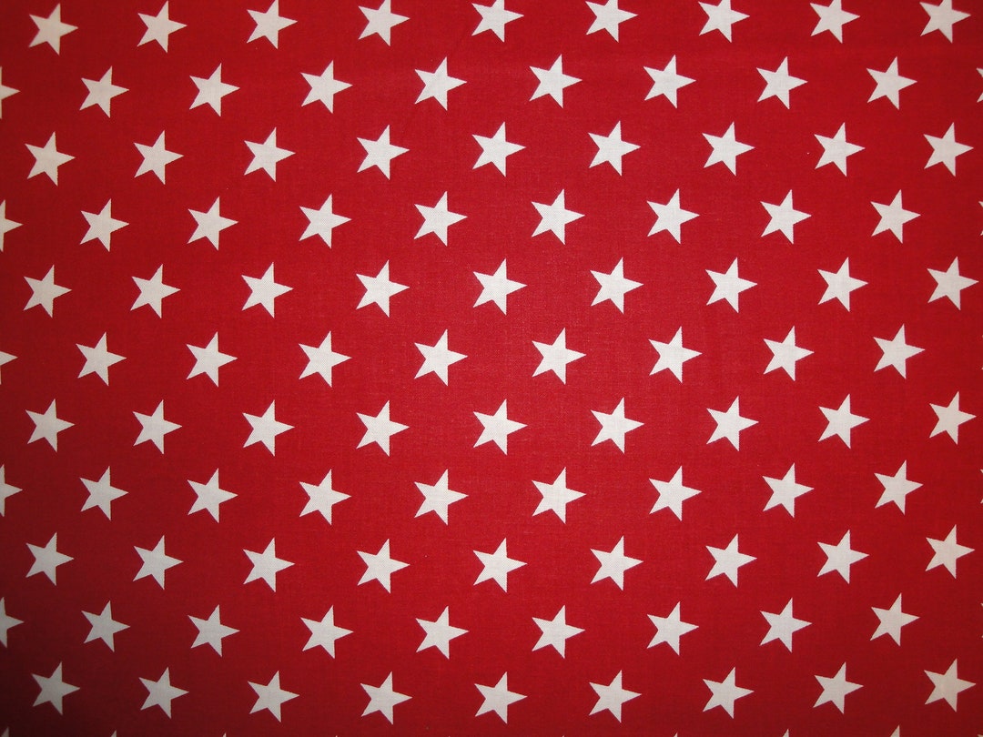 Red With White Star Cotton Fabric Doll Making Quilt Home Decor Apparel ...