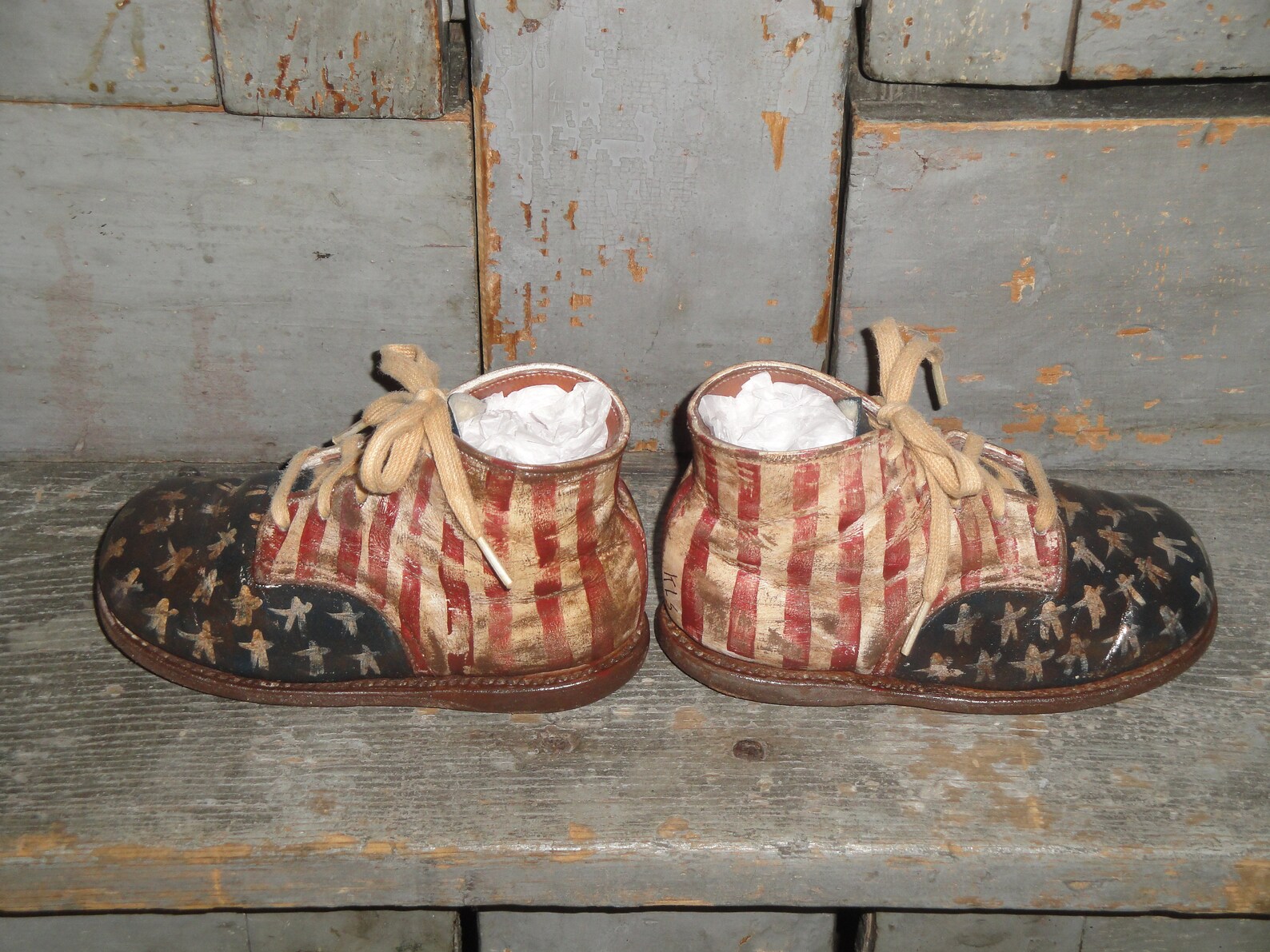 Primitive Painted Americana Hard Sole Toddler Shoes | Repurposed Old ...