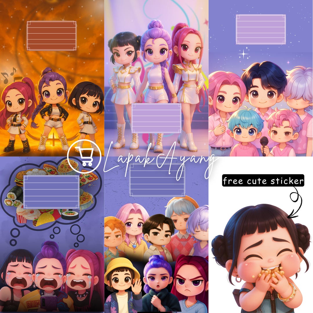 Kpop Demon Hunter Book Cover, Anime Journal Cover Set, Digital Download ...