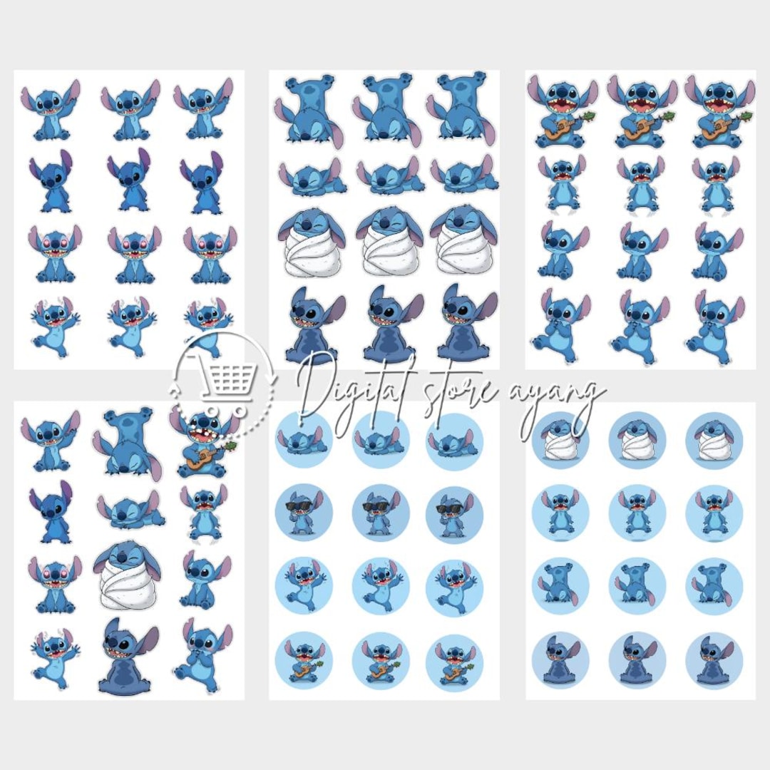 Stitch Printable Cupcake Toppers, Birthday Party Decorations, Instant ...
