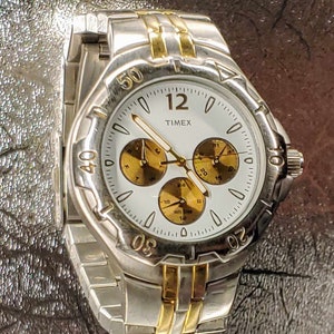 Timex Easy Reader Gold & Silver Chronograph Mens Watch - Etsy