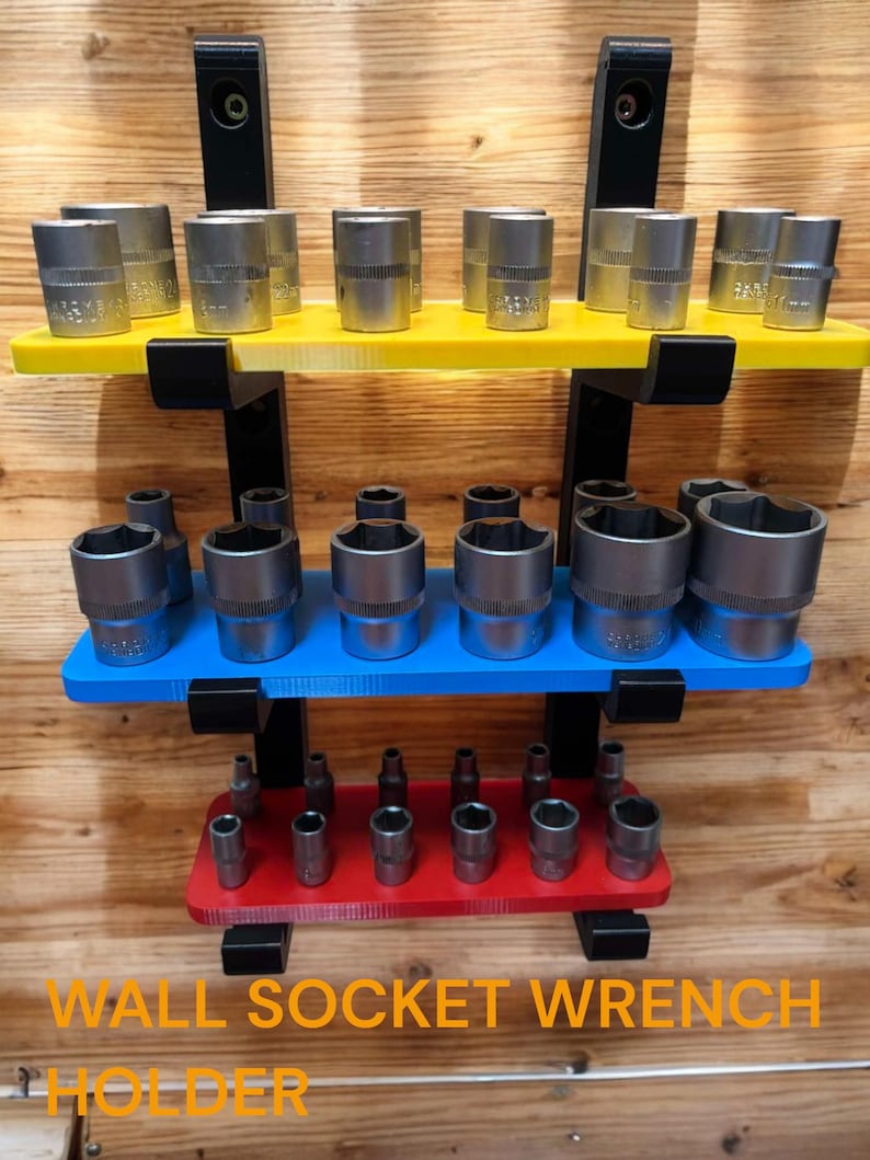 Socket Wrench Organizer Wall Mount - Durable Desktop Holder for 1/2", 3 ...