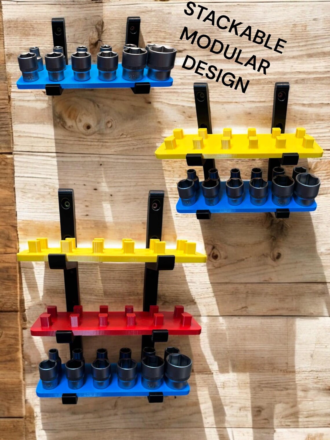 Socket Wrench Organizer Wall Mount - Durable Desktop Holder for 1/2", 3 ...