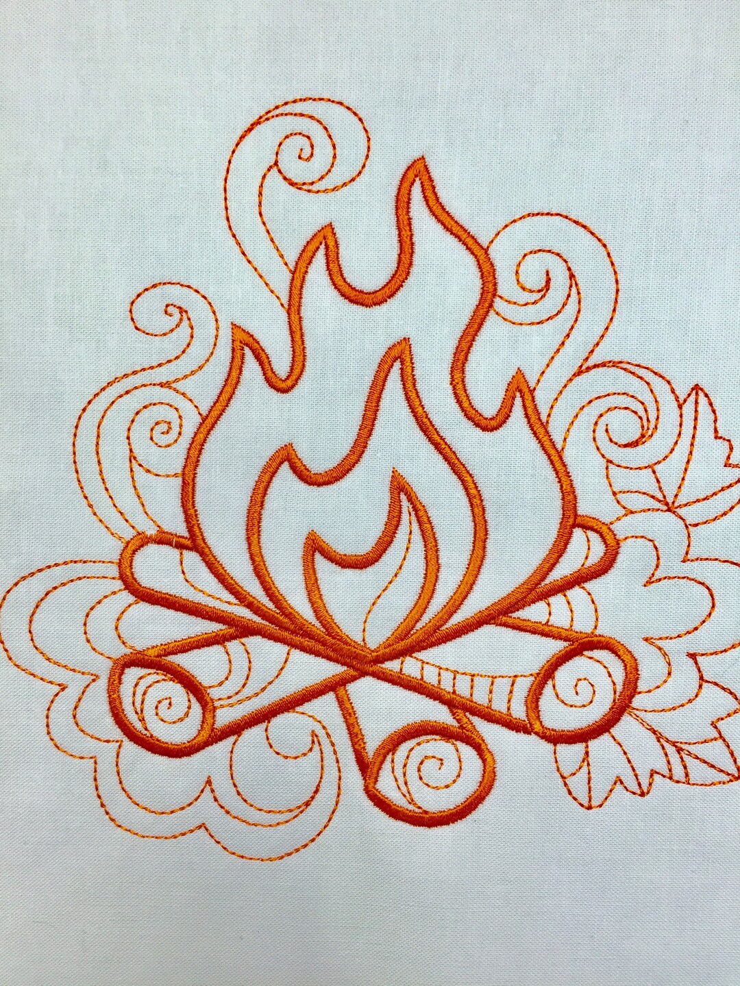 Campfire Machine Embroidered Quilt Block Patchwork Block Camping ...