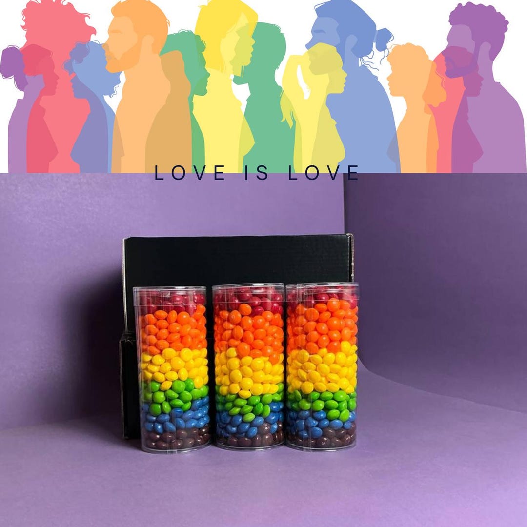 LGBTQ Pride Month Favors, Rainbow Skittles Candy Gift Set, Love is Love ...