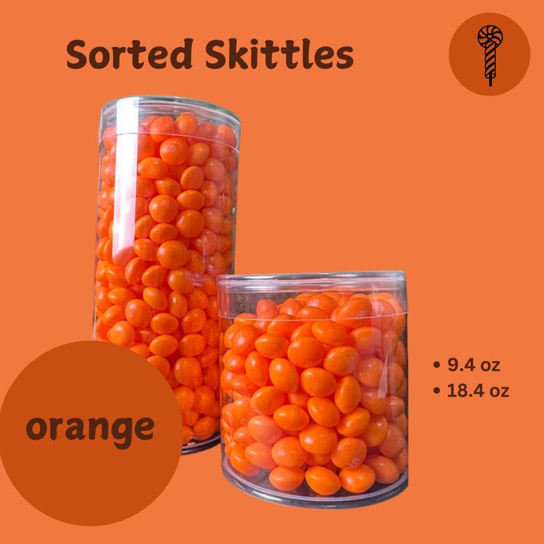 Secret Santa Gift for Orange Candy Lovers, Sorted Skittles Gift: Sorted Single Flavor Treat, - Etsy