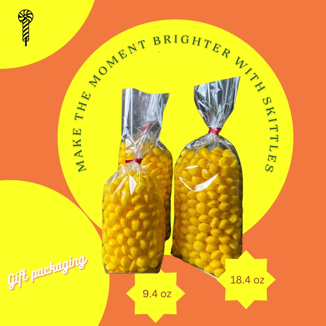 Lemon Skittles Gift: Sorted Yellow Candy, Gift Wrapped Treat - Etsy