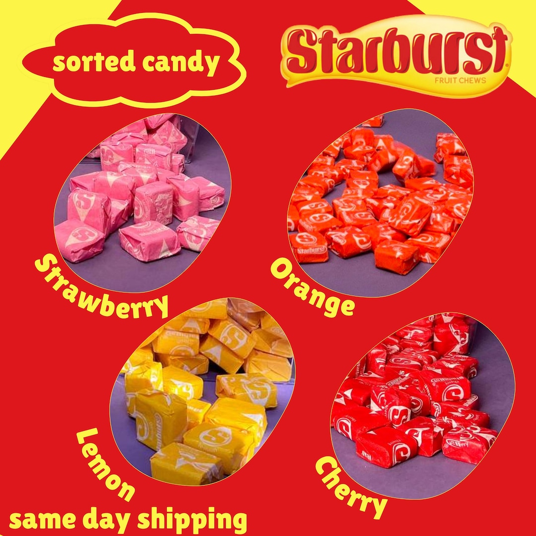 Sorted Starburst Candy Bar Gift Box: Lemon, Strawberry, Cherry & Orange ...