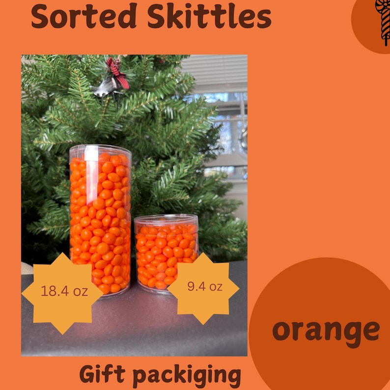 Secret Santa Gift for Orange Candy Lovers, Sorted Skittles Gift: Sorted Single Flavor Treat, - Etsy
