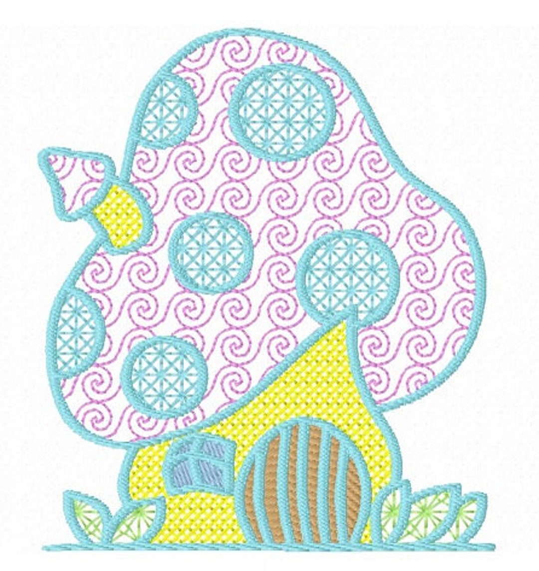 Mushroom House Motif Machine Embroidery Design - Etsy