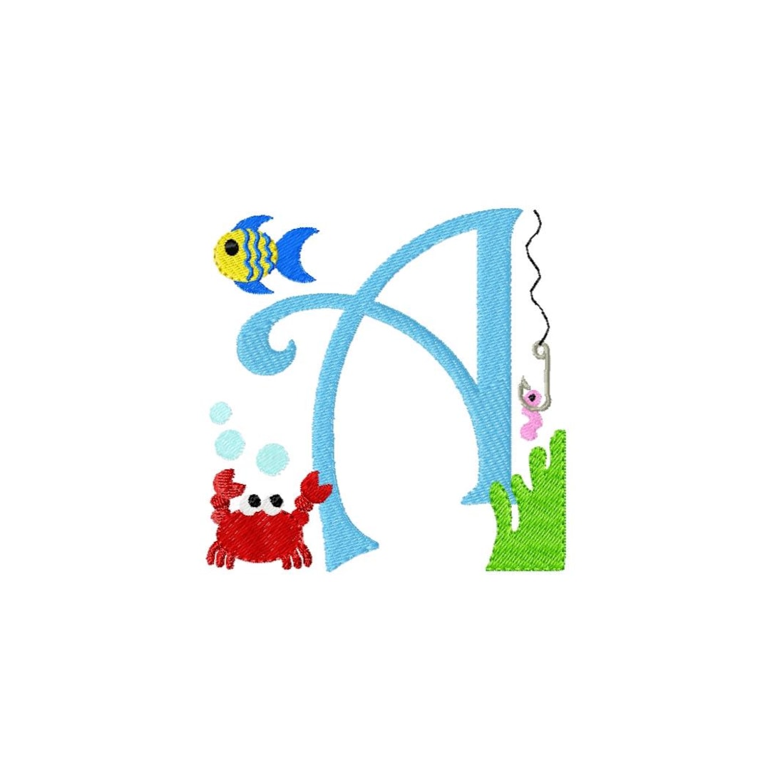 Fish Font Machine Embroidery Design: Sea Creature Letters (digital ...