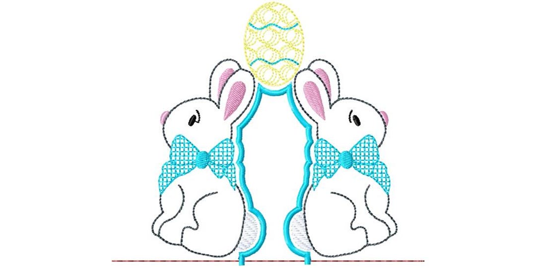 2 Bunny Side Machine Embroidery Design 2 Sizes - Etsy