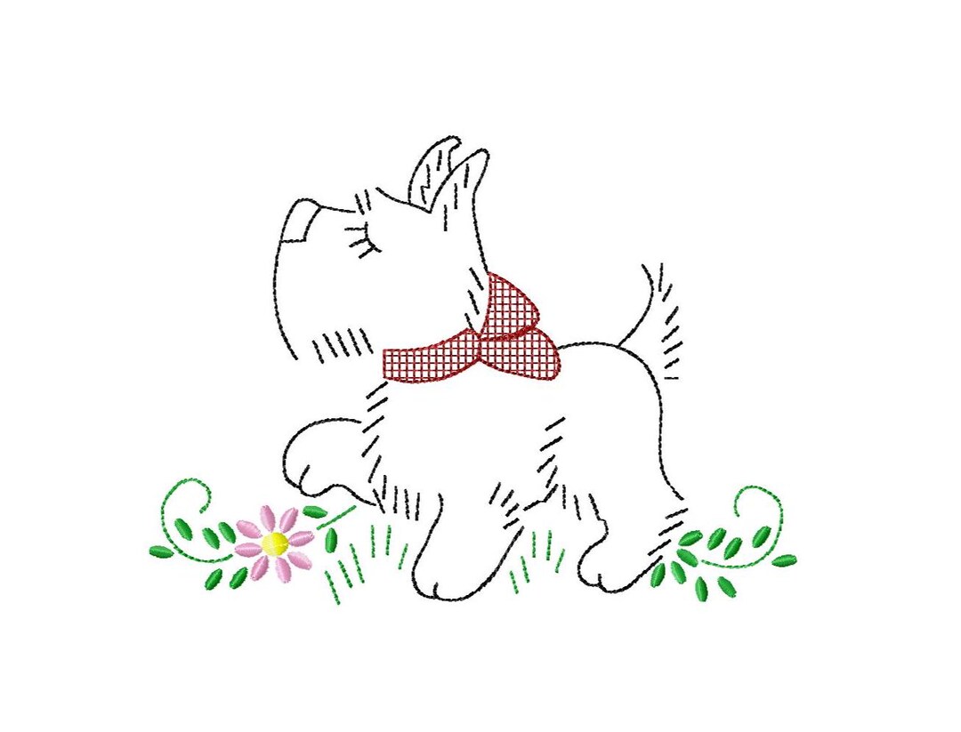 Scotty Dog Embroidery Design: 3 Sizes (digital Download) Commercial Use ...