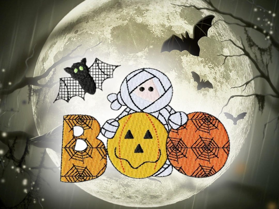 Mummy With Bat Machine Embroidery Halloween Design - Etsy