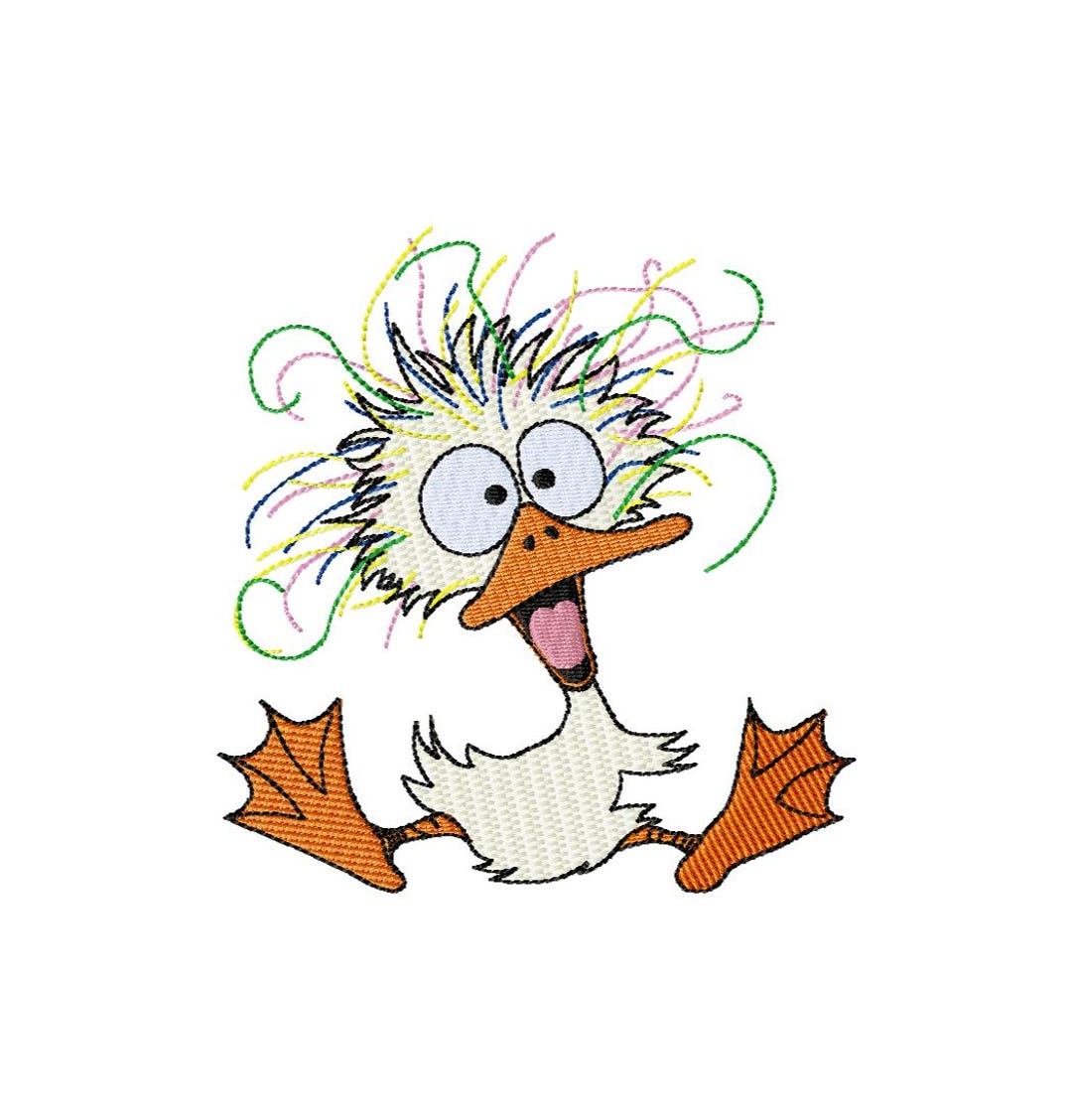 Whimsical Duck Embroidery Design: Cartoon Applique (digital Download ...