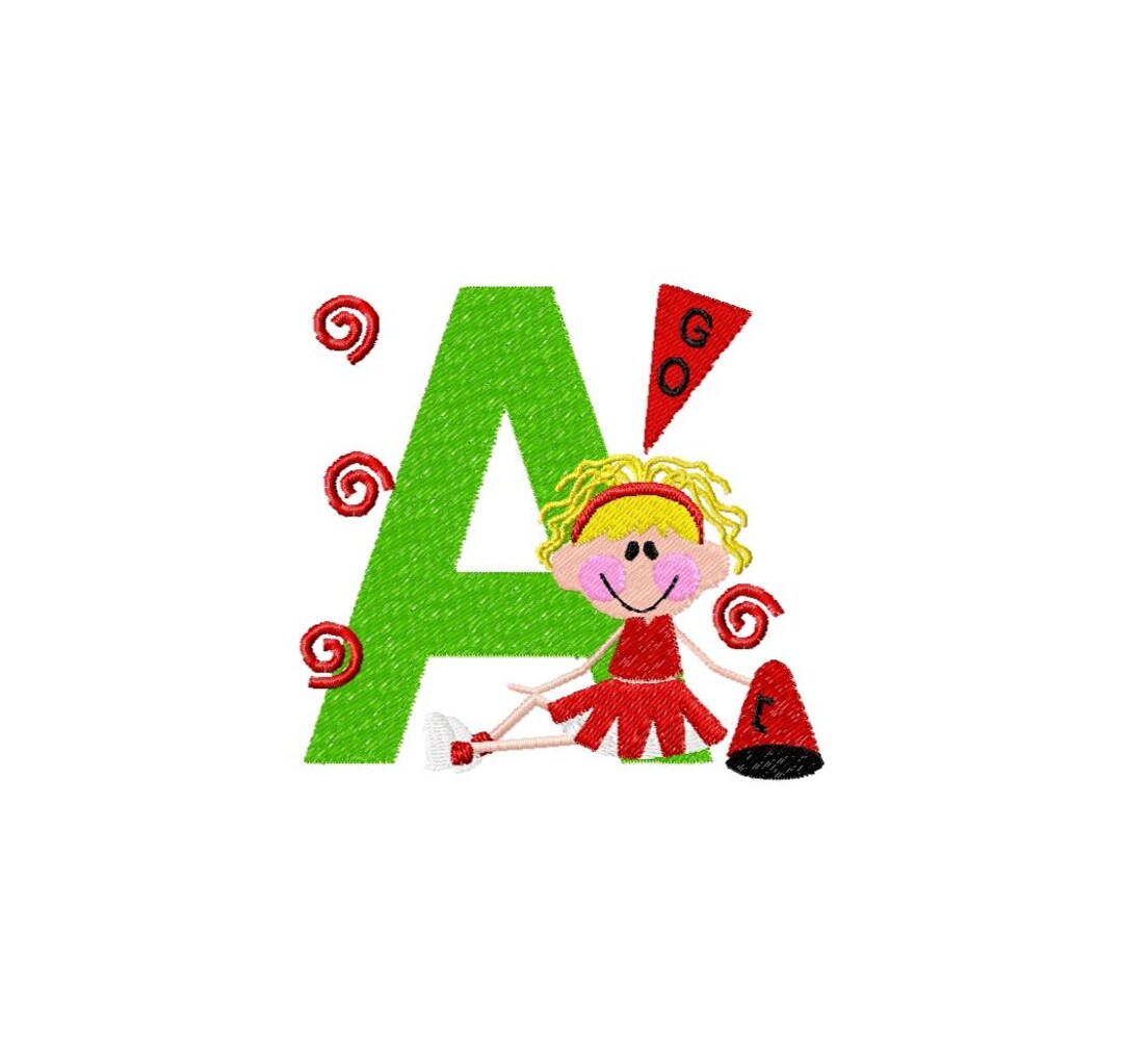 Cheerleader Font Embroidery Design: Applique Letters (digital Download ...