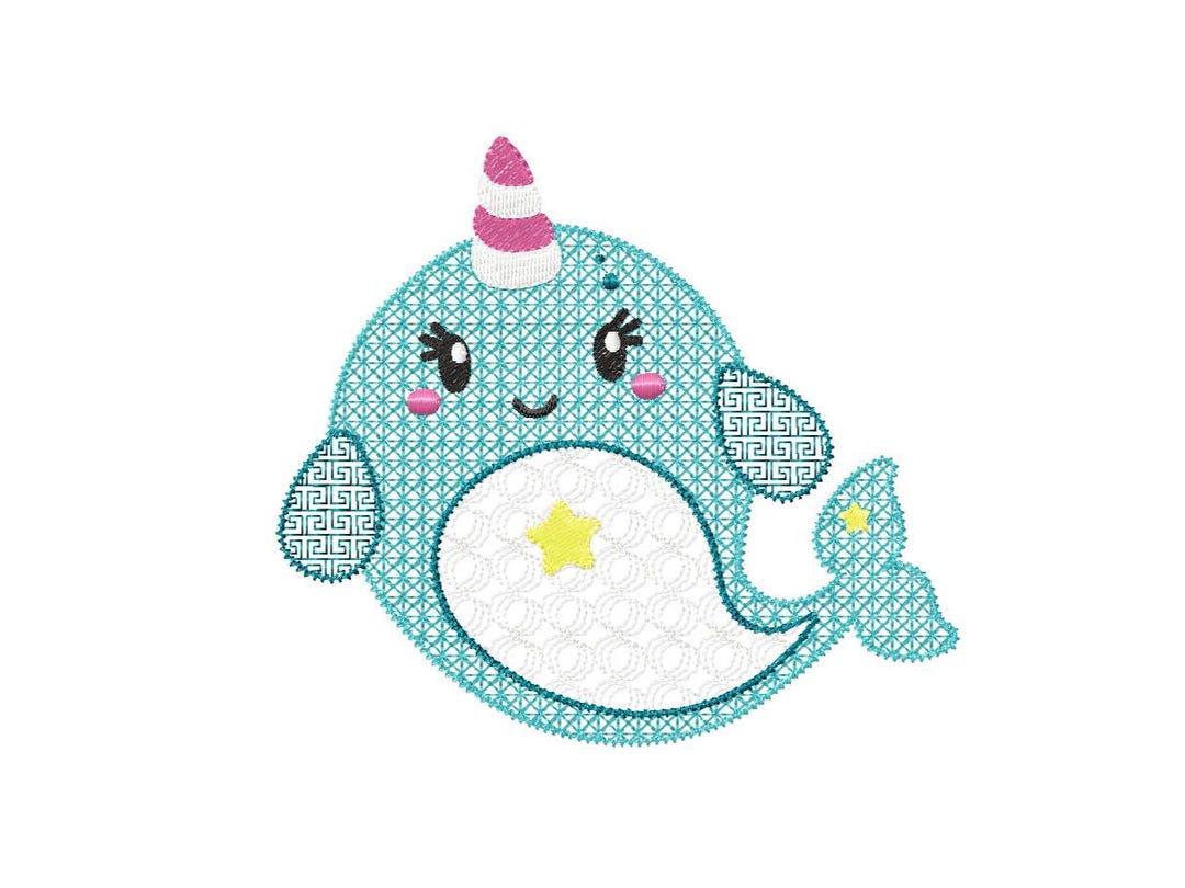 Cartoon Narwhal Embroidery Design: Star Detail (digital Download ...