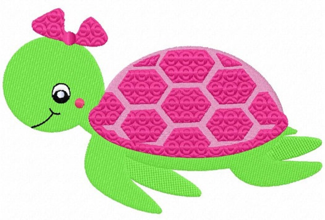Pink and Green Turtle Machine Embroidery Design 3 Sizes - Etsy