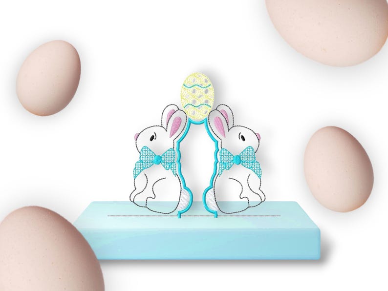 2 Bunny Side Machine Embroidery Design 2 Sizes - Etsy