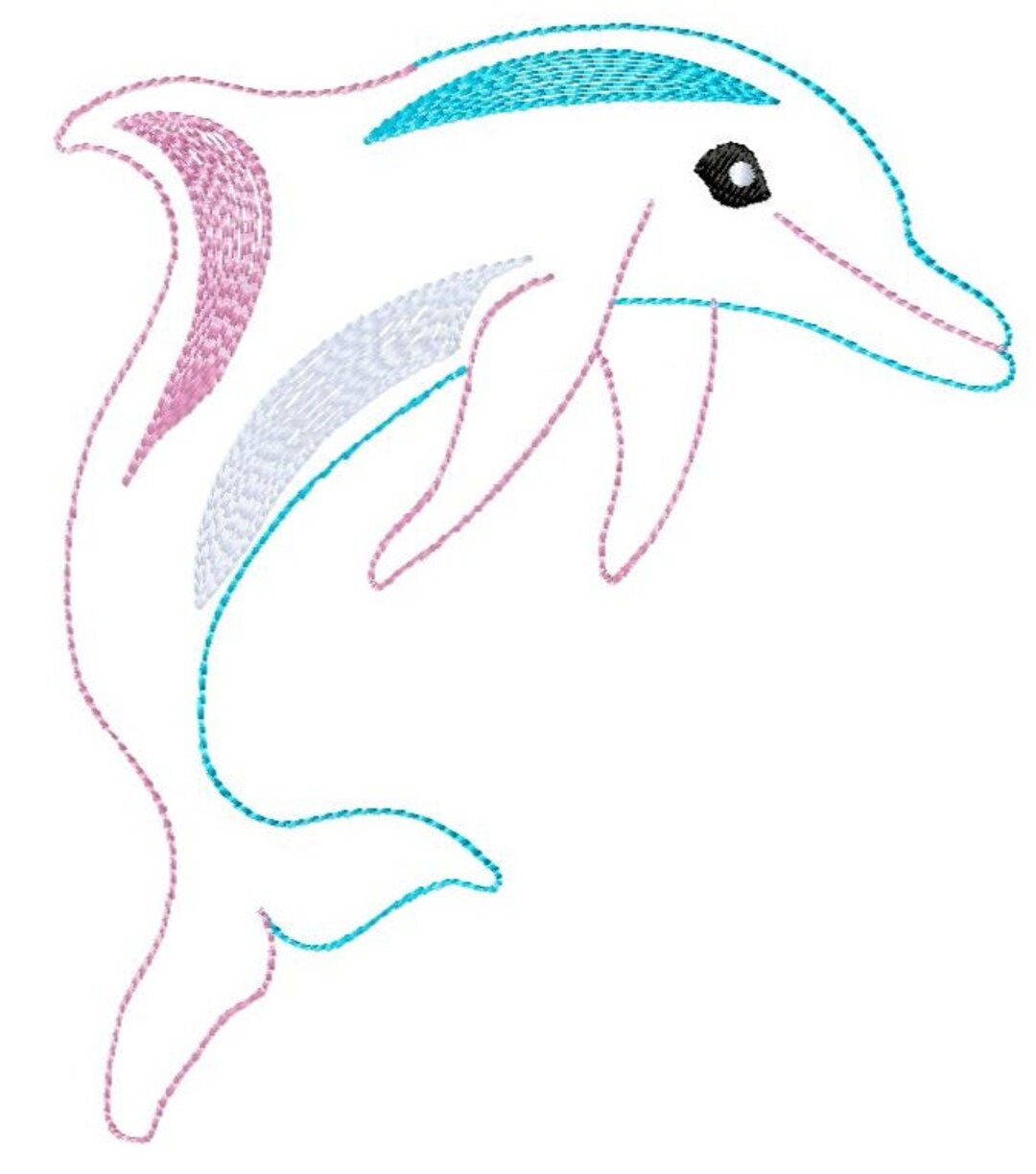 Pastel Dolphin Outline Machine Embroidery Design - Etsy