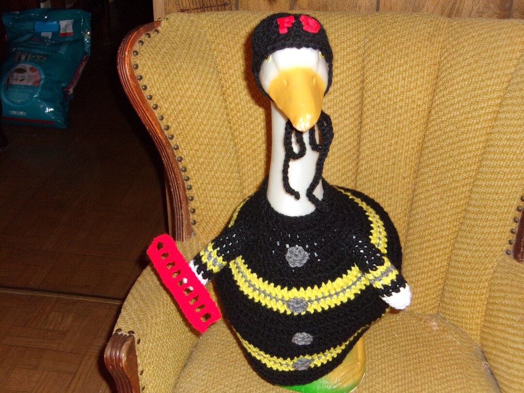 Fireman Geese Goose Outfit Crochet Lawn Geese Clothes Outdoor Patio ...