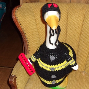 Fireman Geese Goose Outfit Crochet Lawn Geese Clothes Outdoor Patio ...