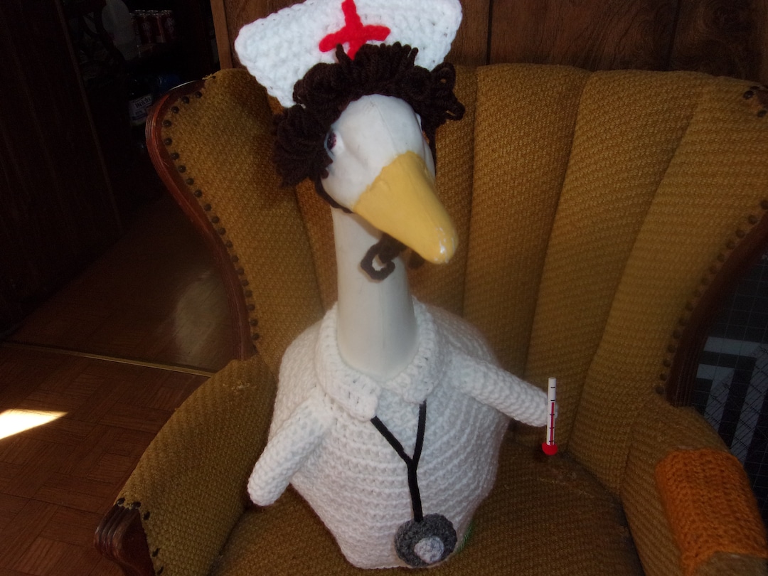 Nurse Goose Geese Outfit Crochet Goose Clothes Outdoor Garden Statue ...