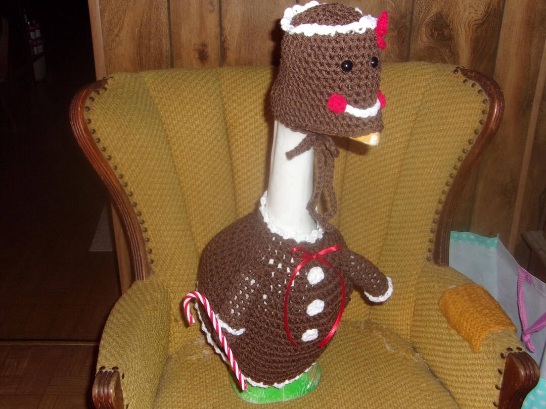 Gingerbread Girl Goose Geese Outfit Crochet Lawn Goose Clothes Outdoor ...