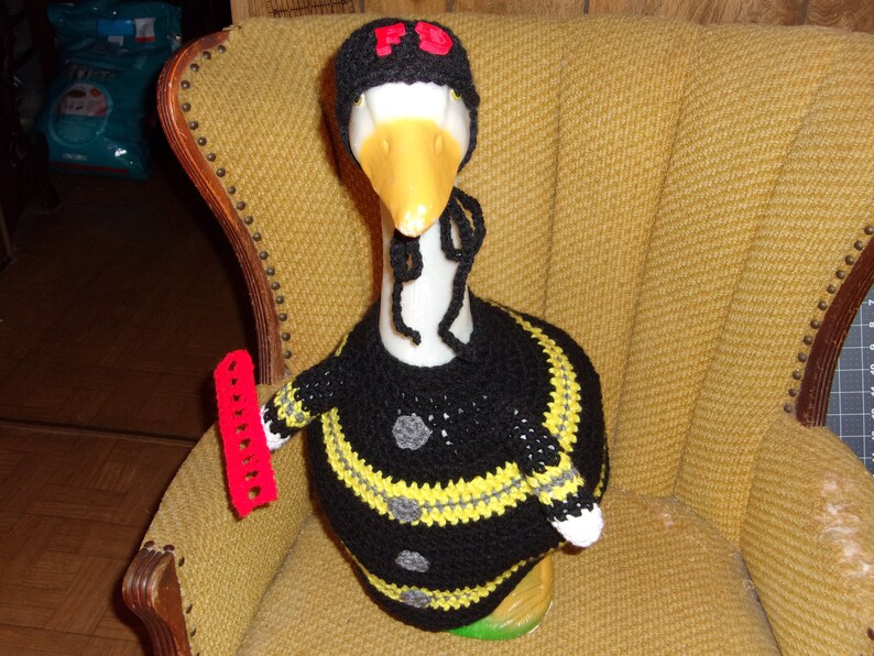 Fireman Geese Goose Outfit Crochet Lawn Geese Clothes Outdoor Patio ...
