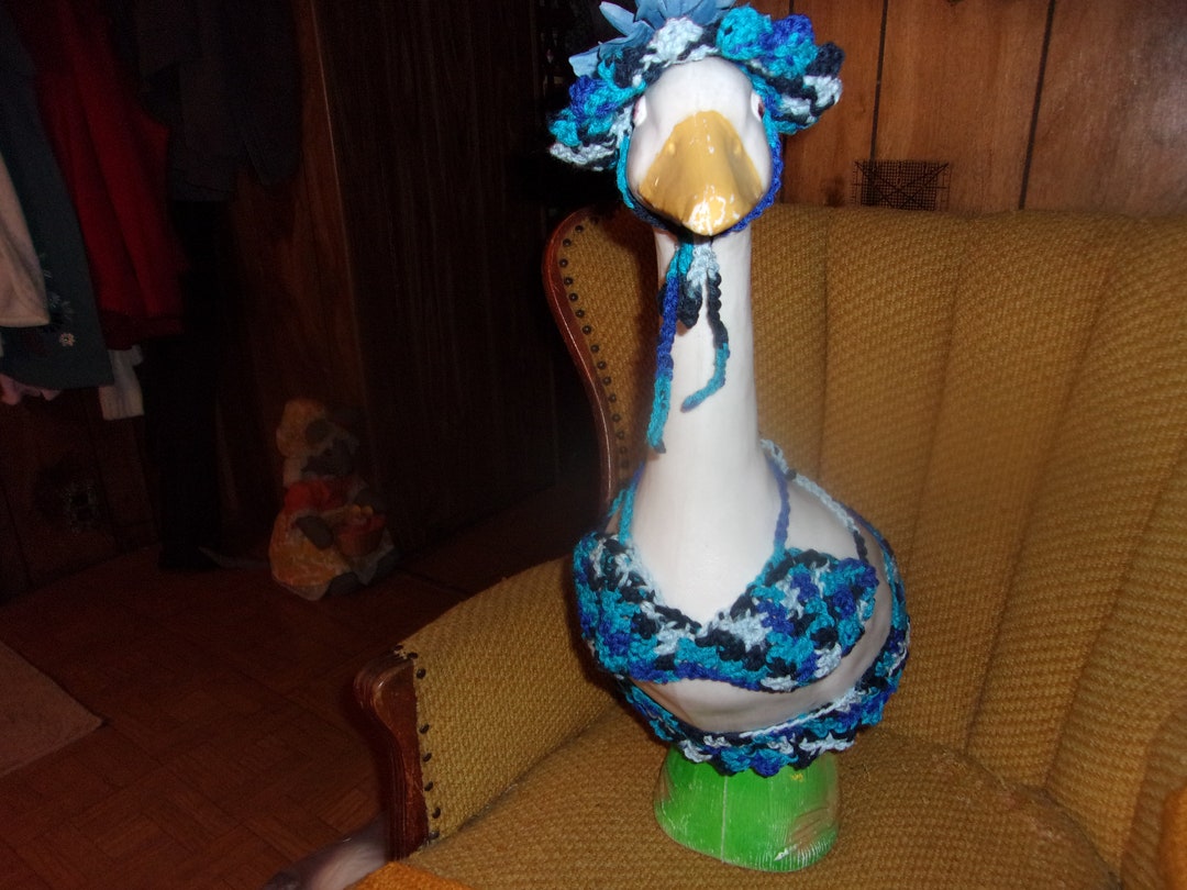 Bikini With Flower Blue Goose Geese Outfit Crochet Lawn Goose Clothes ...