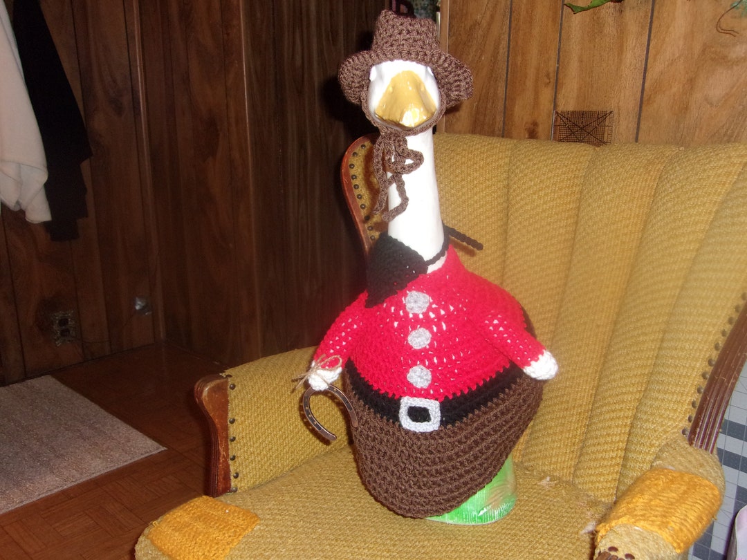 Cowboy With Horseshoe Goose Geese Outfit Crochet Lawn Goose Clothes ...