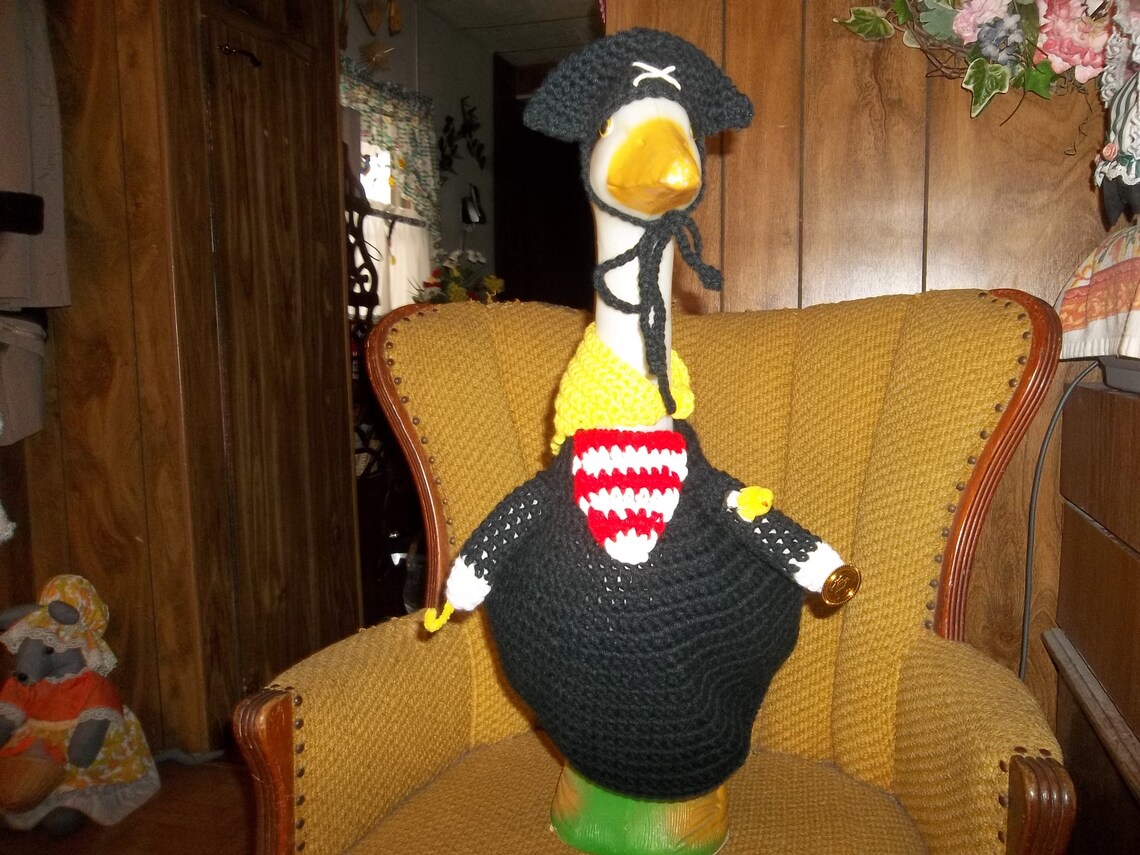 Pirate Goose Clothes Crochet Outdoor Patio Garden Decor Statue | Etsy