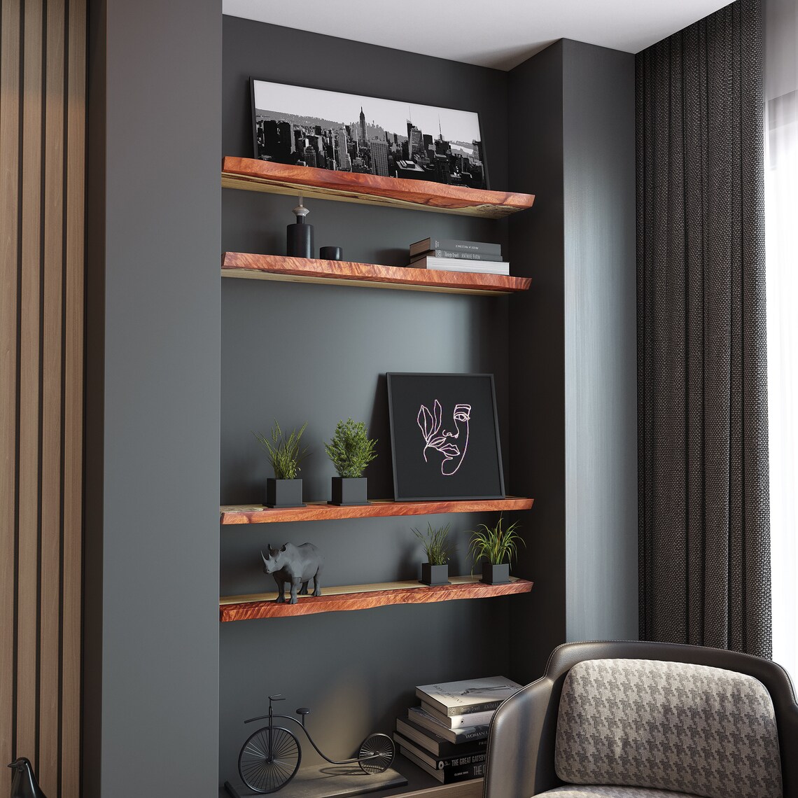 Decorative Floating Shelves Made of Amber Epoxy & Wood Handcrafted ...