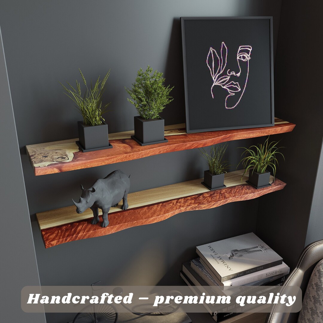 Decorative Floating Shelves Made of Amber Epoxy & Wood Handcrafted ...
