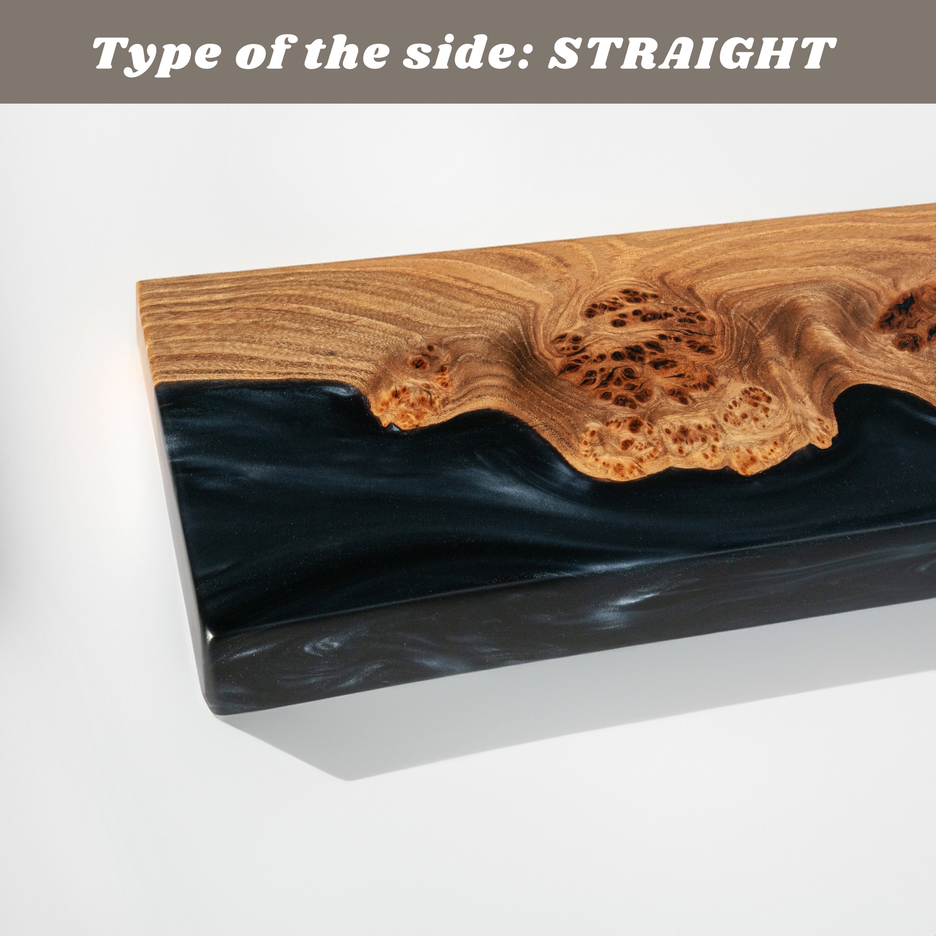 Modern White Epoxy & Wood Floating Shelf Live Edge Custom Wooden ...