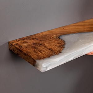 Black Epoxy & Wood Floating Shelf – Modern Custom Shelves With Hidden ...