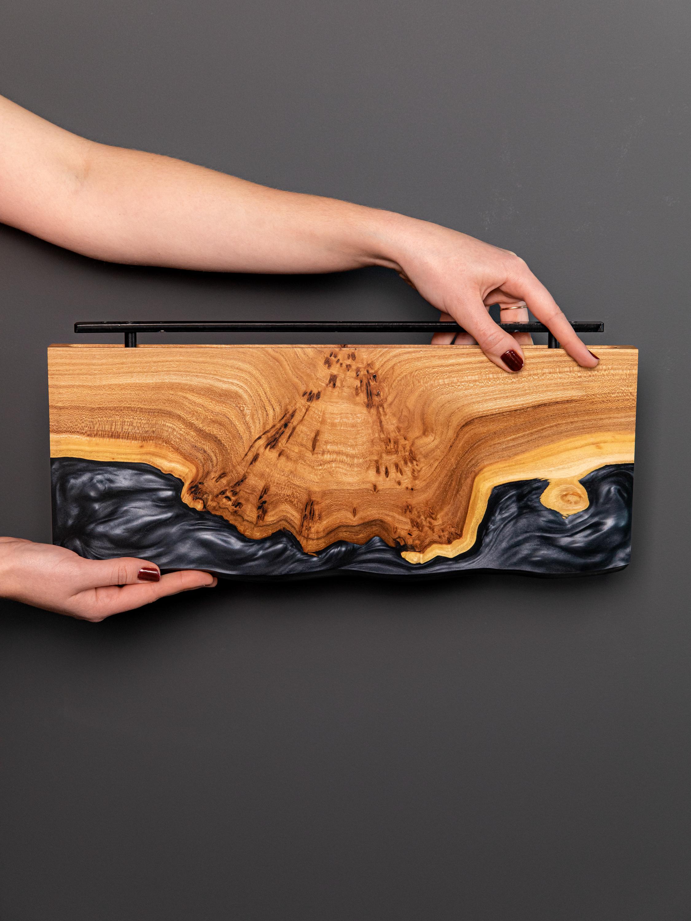 Minimalist Black Epoxy & Wood Floating Shelf – Custom Size Shelves for ...