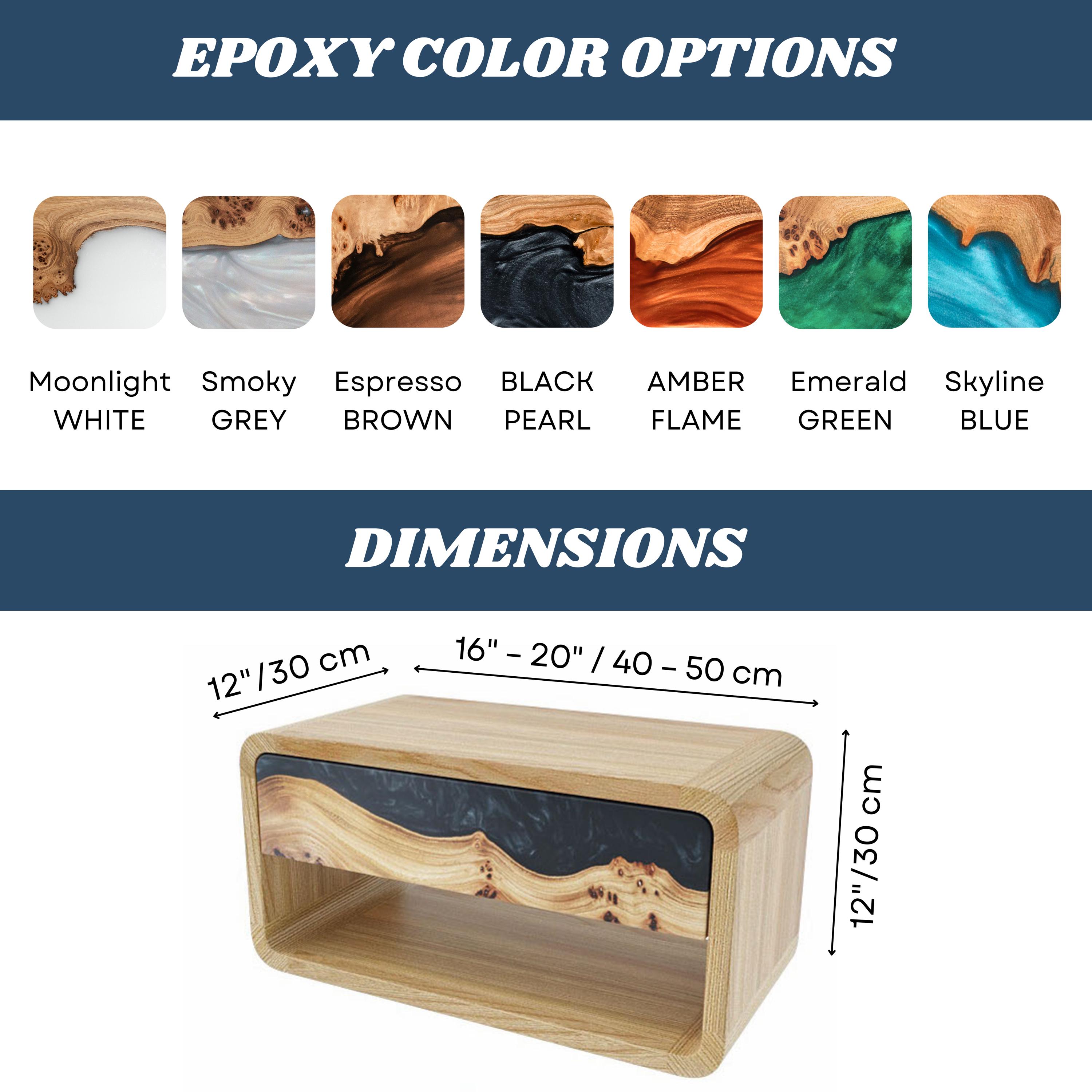 Handmade Floating Nightstand With Drawer Made From Epoxy Resin & Wood ...