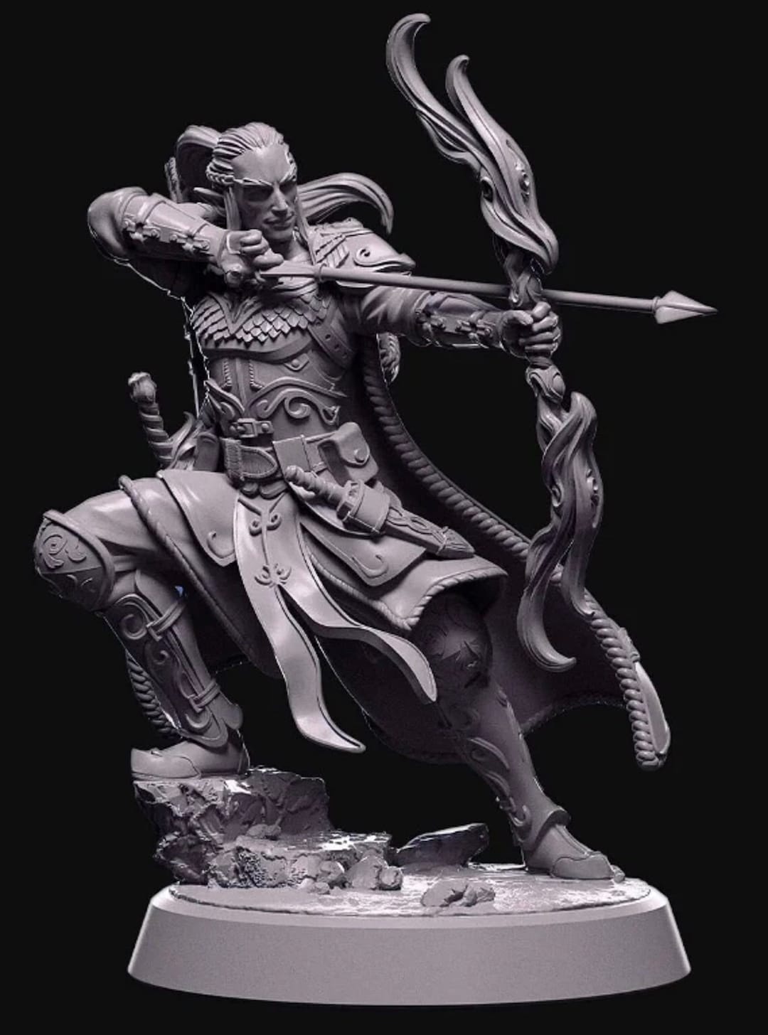 Elf Ranger Miniature | Wood Elf | High Elf | Druid | Fighter | Bow and ...