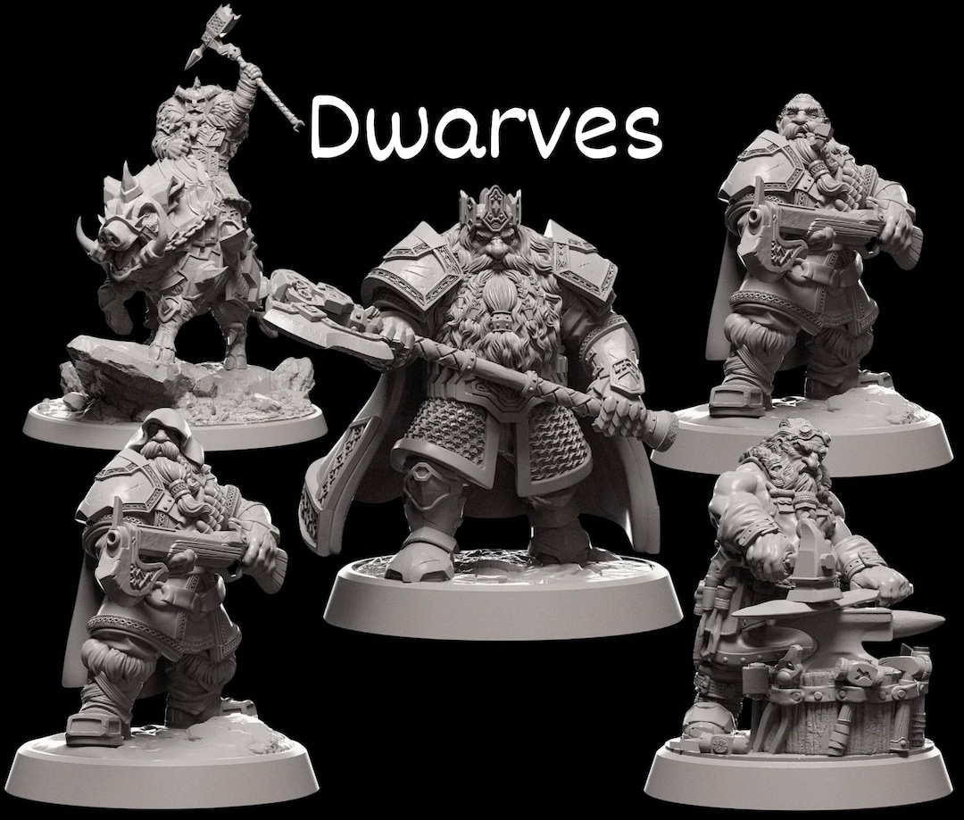 Dwarf Dwarves Miniature D&D Underground Forge King Soldier Archer ...