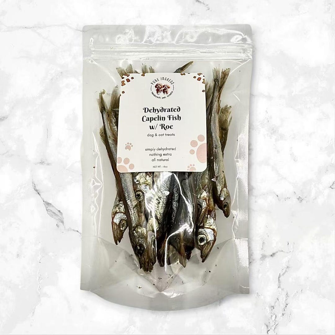 Dehydrated Capelin Fish W/ Roe Treats for Dogs/cats - Single Ingredient ...