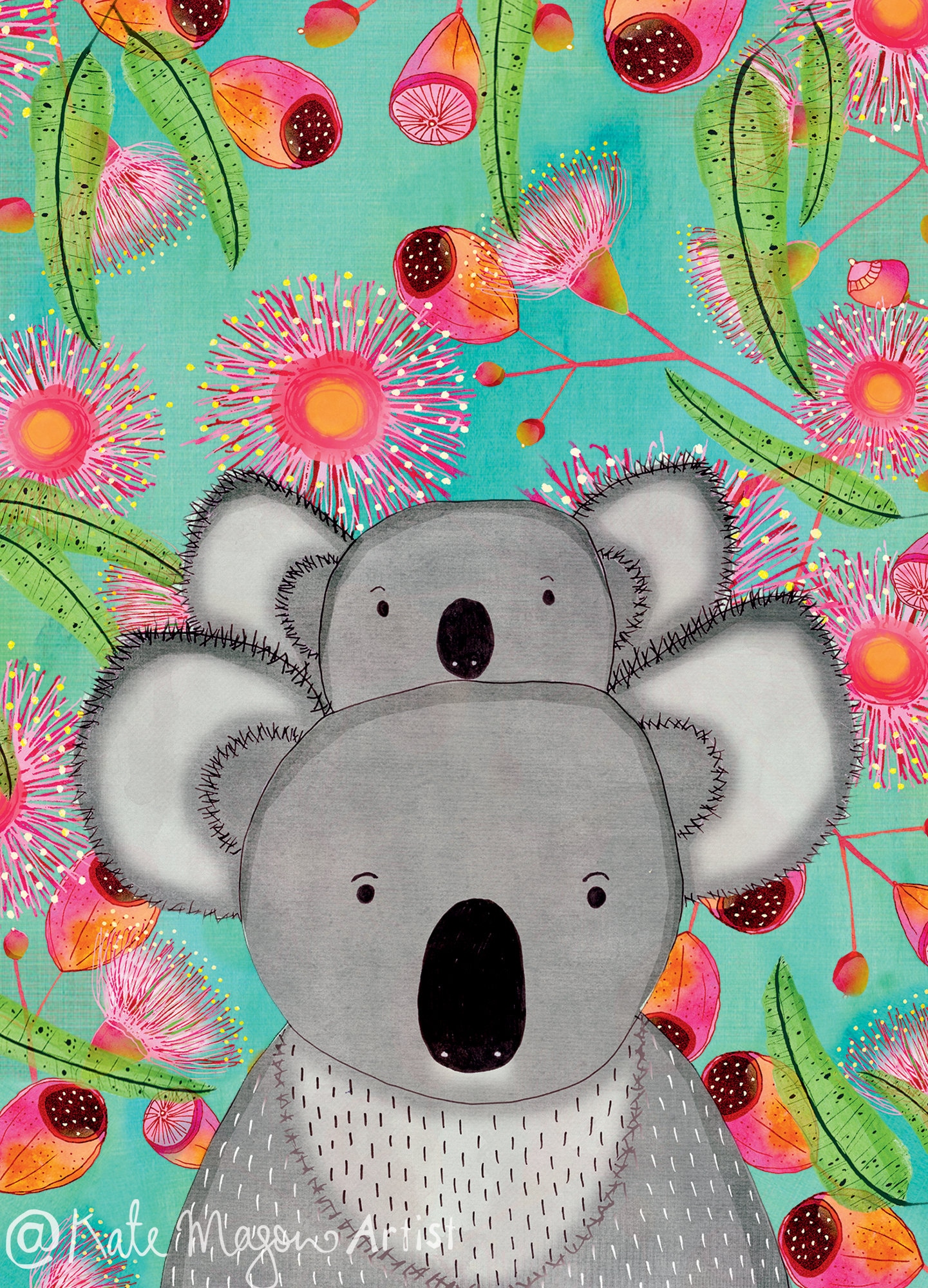 Koala POSTCARD Australian Fauna Australian Animal Koala Mother Baby ...